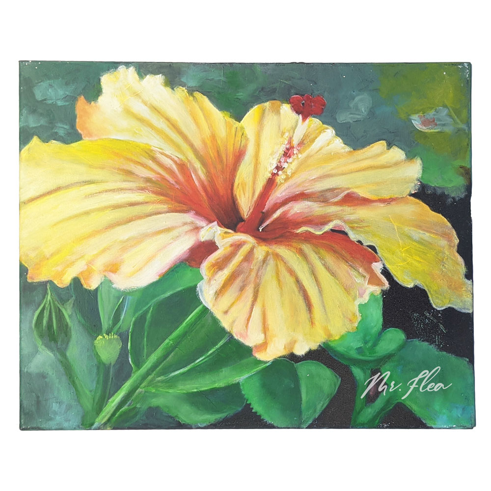 Bahamian Yellow Hibiscus Painting - Best On The Rock